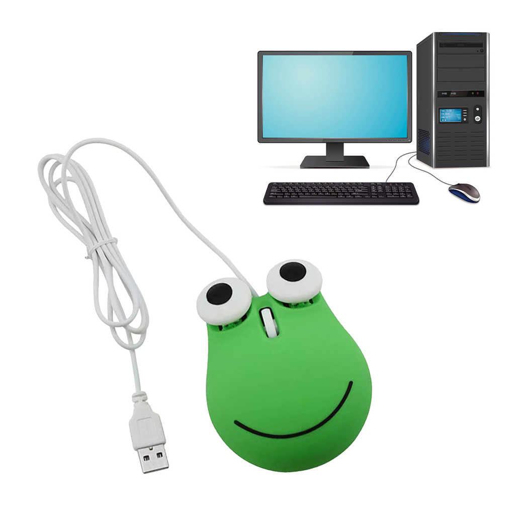 Jual USB Wired Cute Mouse for Kids Ergonomic Design Animal Green Frog ...