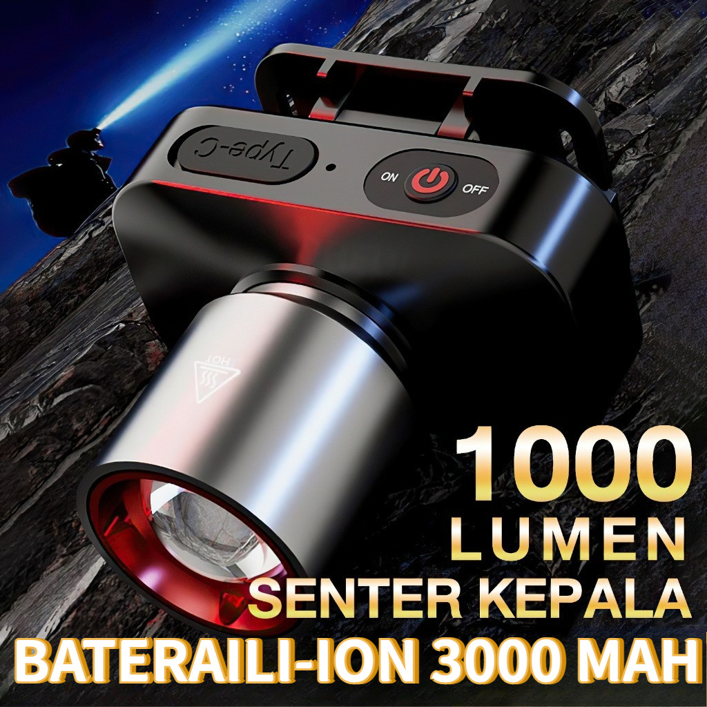 Jual 【COD】 Senter Kepala Cahaya Maksimal Plus RechargePro dengan USB Fokus & Penyebaran Zoom ...