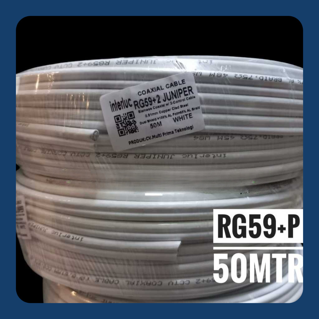 Jual Kabel CCTV RG59 Plus Power Coaxial 50 Meter 50M Warna Putih ...
