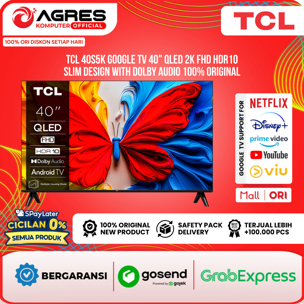 Jual TCL 40S5K GOOGLE TV 40 INCH QLED 2K FHD HDR10 DOLBY AUDIO 100% ...