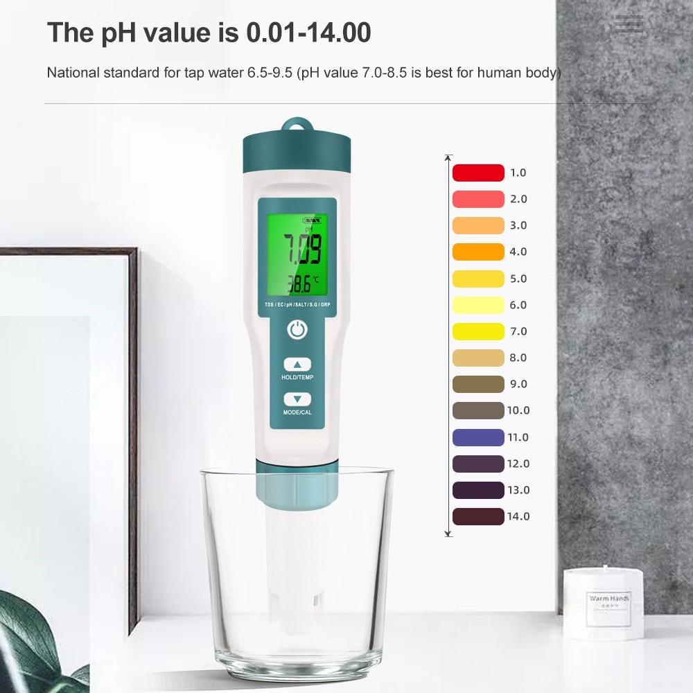 Jual 5/7 in 1 Water Quality Tester Digital Multifungsi PH/TDS/EC/ORP/SG ...