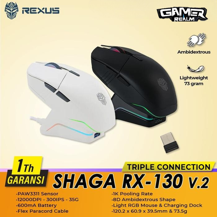 Jual Rexus Shaga RX130 Wireless Gaming Mouse | Shopee Indonesia