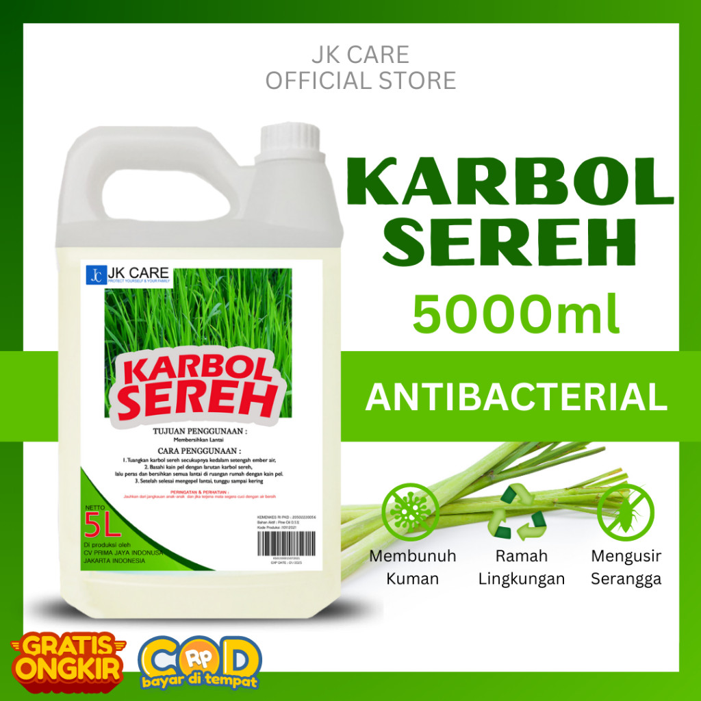 Jual Karbol Sereh 5 Liter Termurah Anti Nyamuk dan Bakteri Premium JK ...