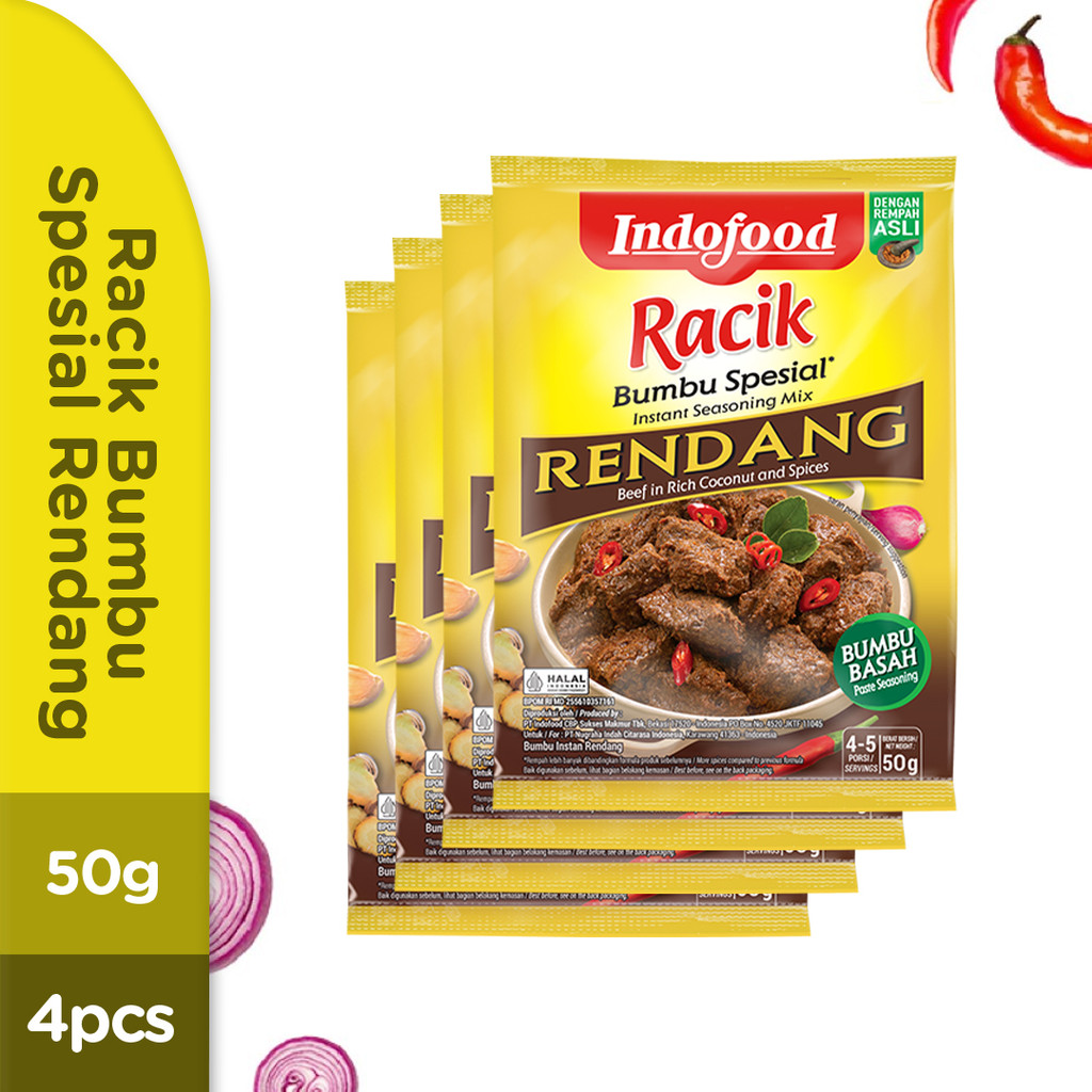 Jual 4 PCS - Indofood Racik Bumbu Spesial Rendang 50 Gr | Shopee Indonesia