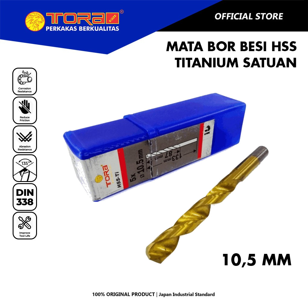 Jual TORA Mata Bor Besi 10.5 mm Satuan - HSS Kuningan - Hss 4241 Drill ...