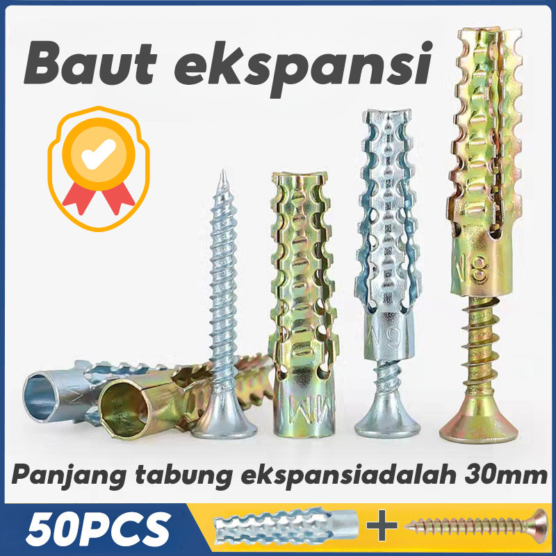Jual Sekrup ekspansi / Tembok Baut / Sekrup 50pcs | Shopee Indonesia