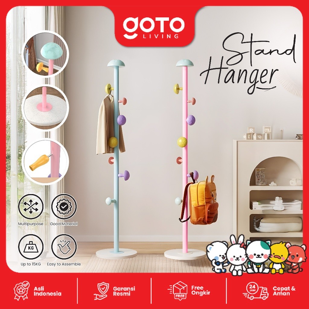 Jual Goto Tidy Stand Hanger Tiang Gantungan Topi Tas Jamur Warna Warni ...