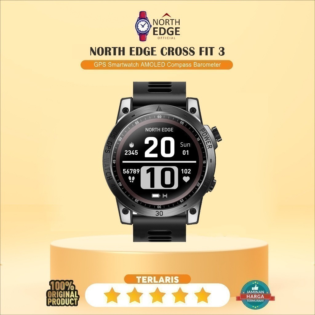 Jual NORTH EDGE CROSS FIT 3 GPS Smartwatch AMOLED Compass Barometer ...