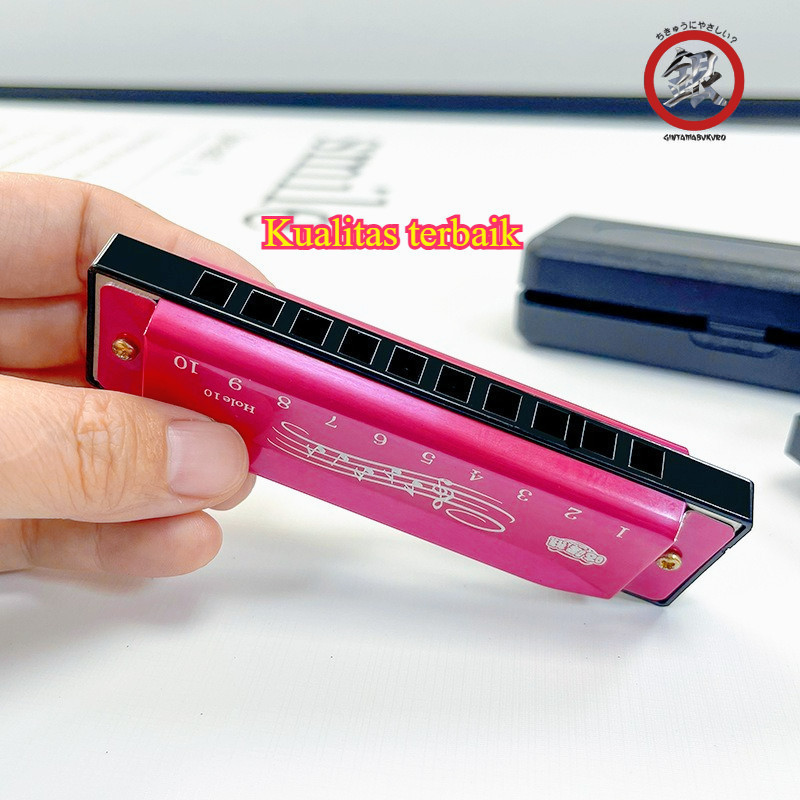 Jual harmonika chromatic 10 hole kromatik, harmonica dengan kotak ...
