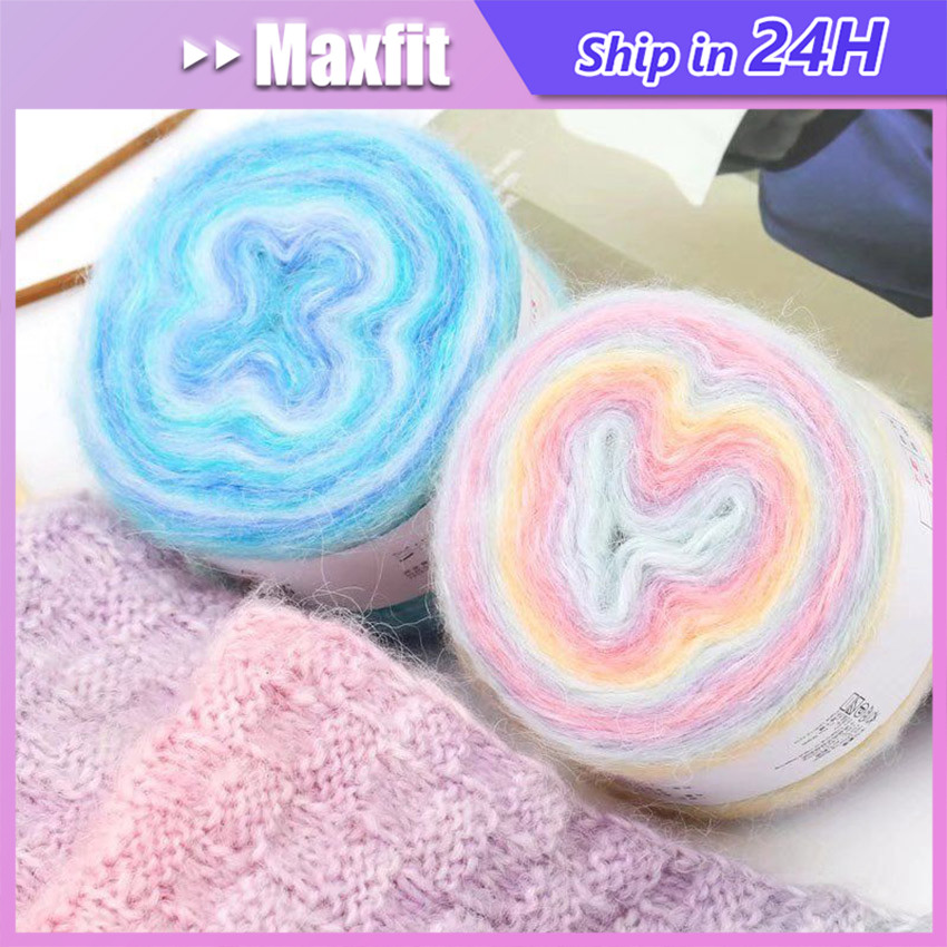 Jual 50gr Benang Rajut Mohair Macaron Rainbow Spotty Yarn / Warna ...