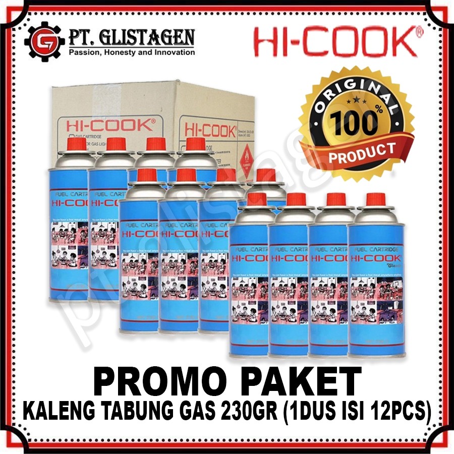 Jual HI-COOK Kaleng Tabung Gas Mini Kompor Portable 230gr (1 DUS isi ...