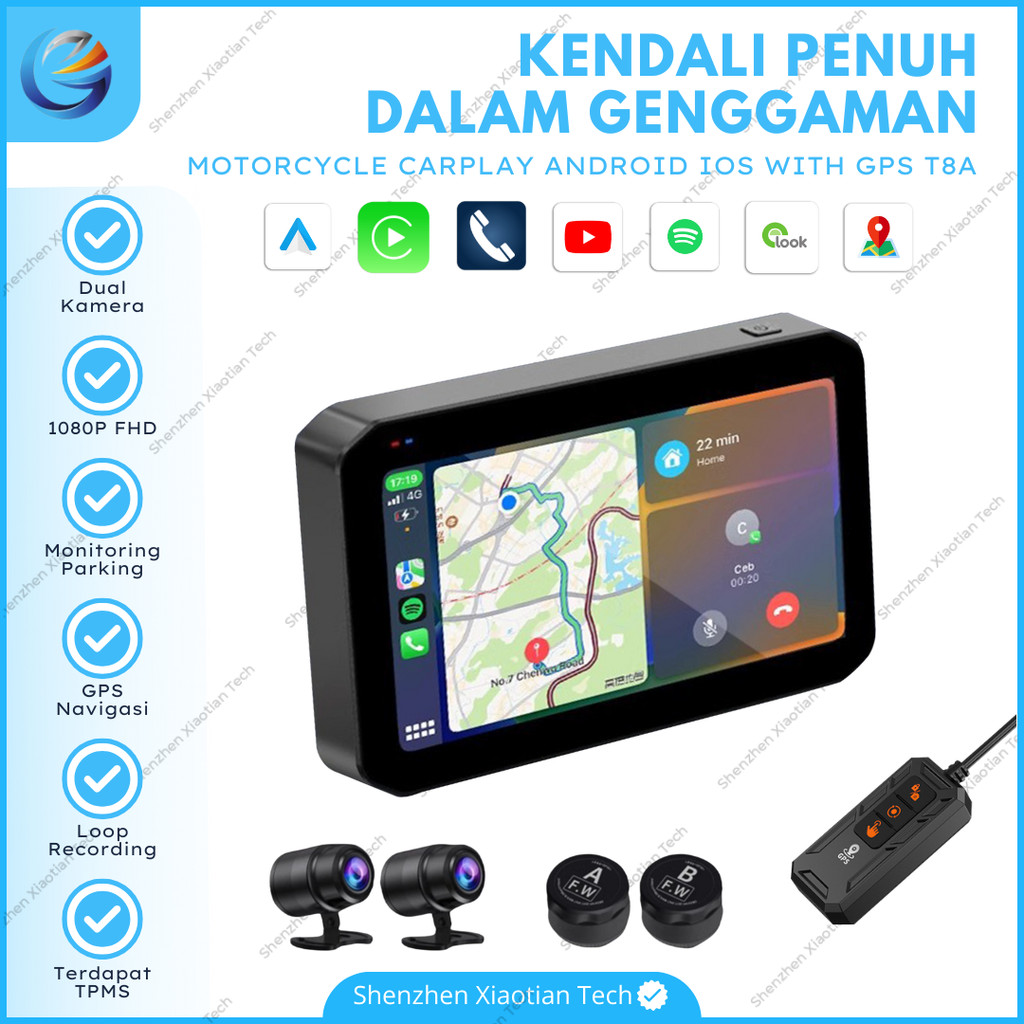 Jual DVR Motorcycle Carplay T8A Android Auto | Dashcam Motor Waterproof ...