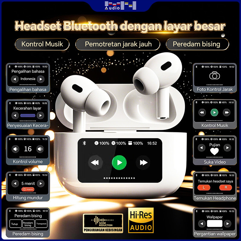 Jual TWS A9 PRO ANC/ENC Smart Touch Screen TWS Earphone Headset ...