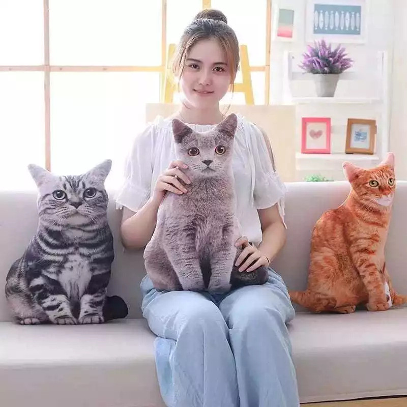 Jual Bantal Boneka Kucing 3D ukuran 45cm Lucu Mainan Kucing Imut Besar ...