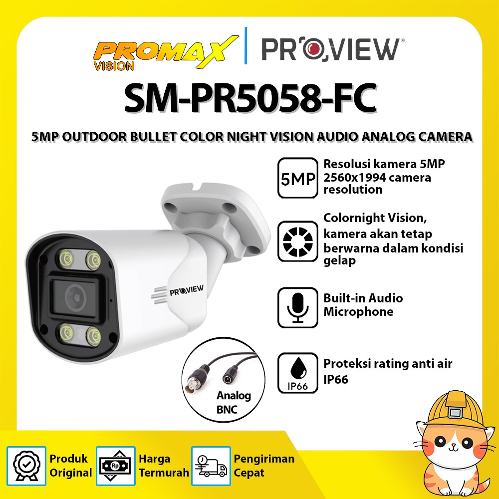 Jual PROVIEW SM-PR5058-FC 5MP OUTDOOR BULLET COLOR NIGHT VISION AUDIO ...