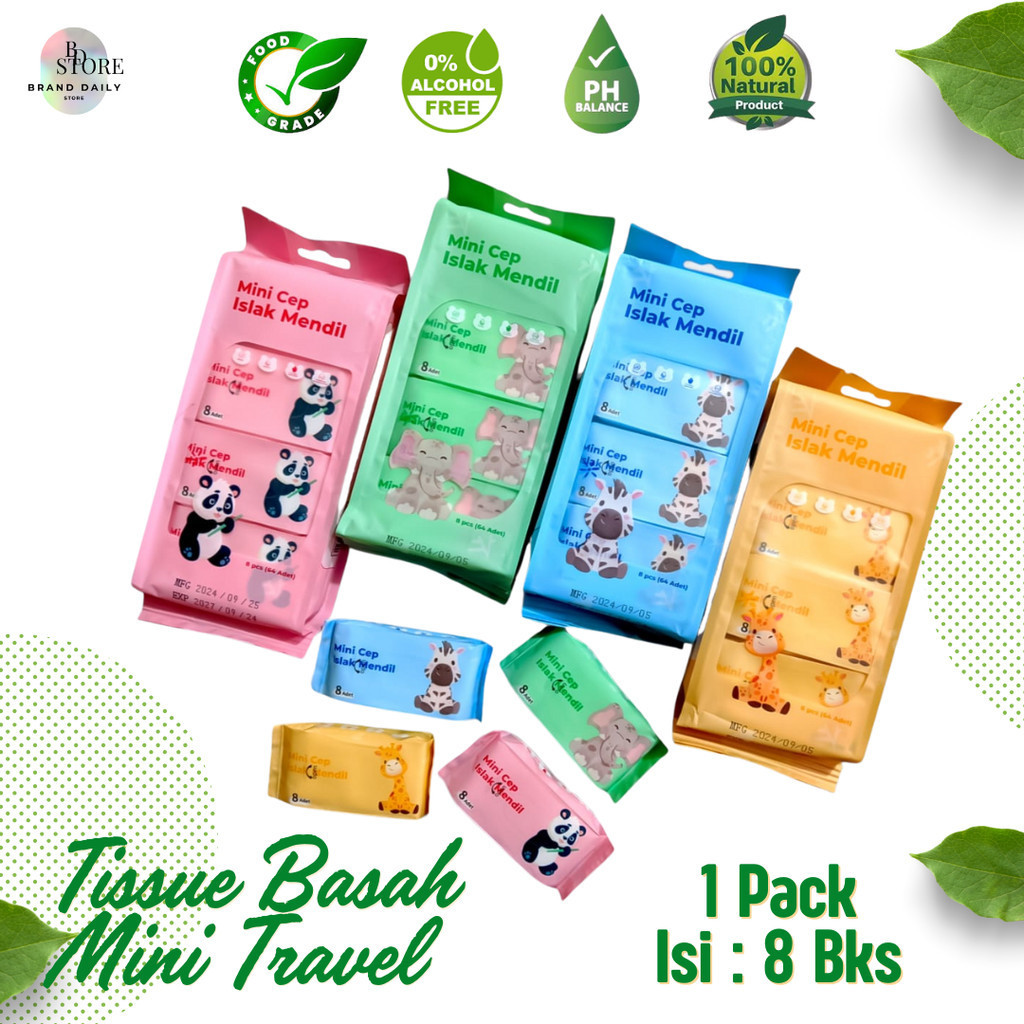 Jual [ISI 8 PCS] Tisu Basah Promo Tisu Mini Travel Size Karakter Lucu ...