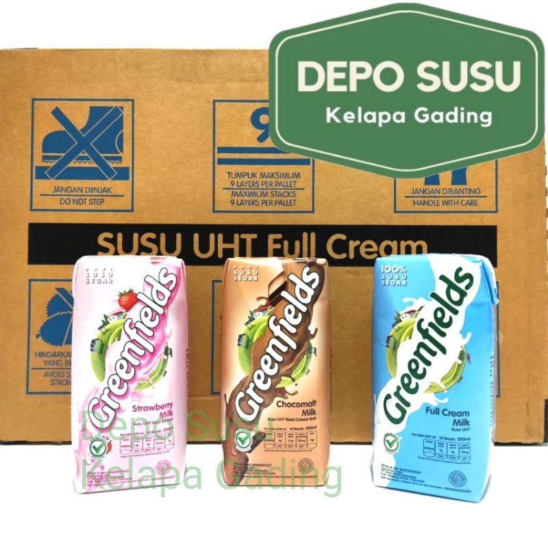 Jual Susu Greenfields UHT 200 ml X 32pcs All Varian | Full Cream Coklat ...