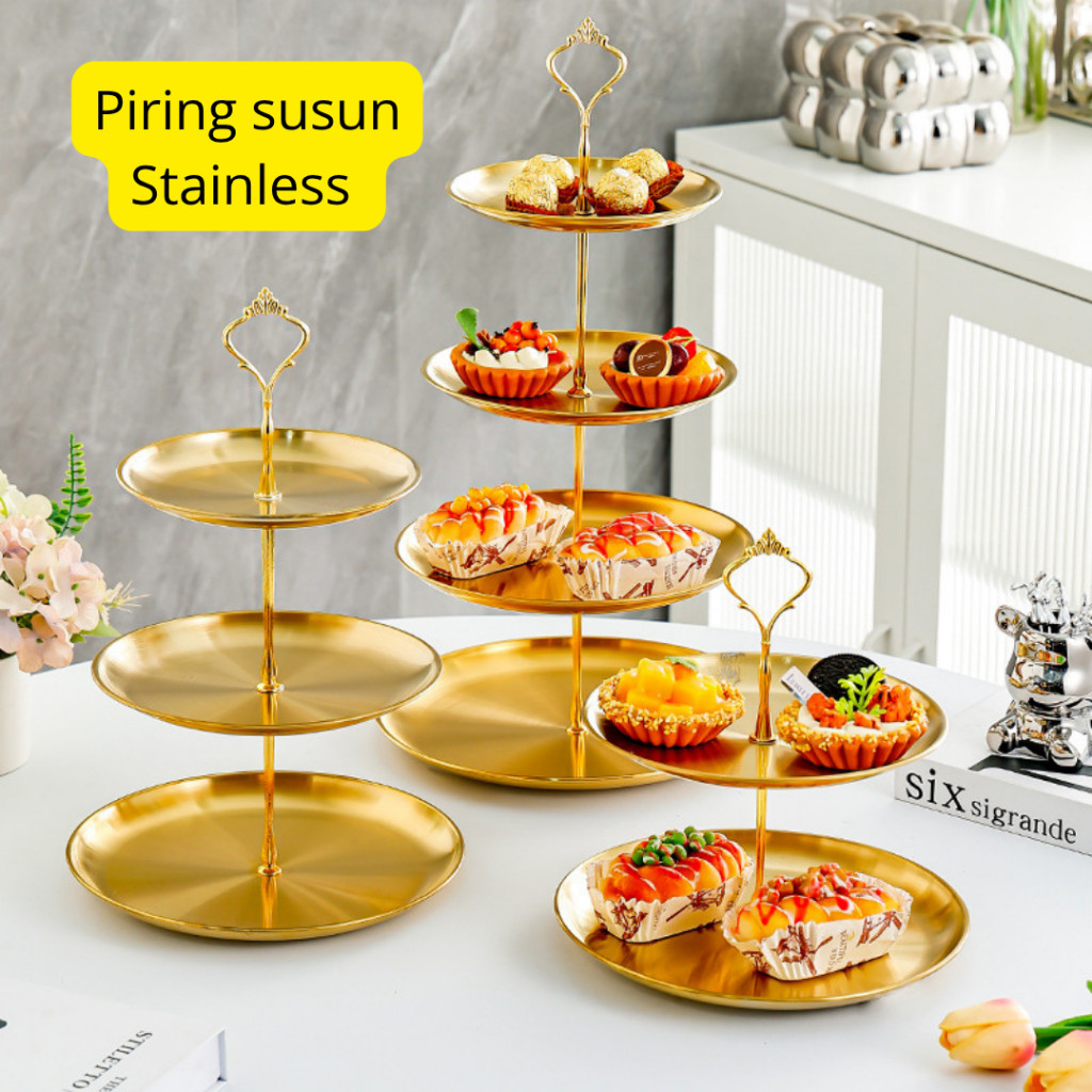 Jual Menara Kue Susun 2-4 Tier Golden Stainless steel Dessert Stand ...
