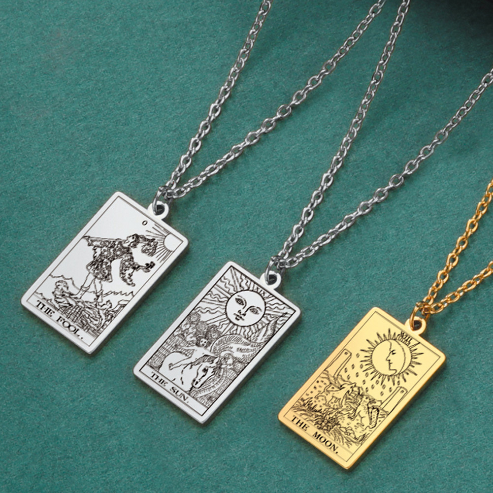Jual Dawapara Tarot Cards Necklace Women Stainless Steel Necklace ...