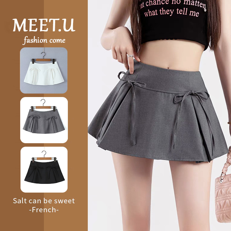 Jual MEET.U Rok Mini Seksi Rok Celana Pendek Pita Rok A-line Lucu ...