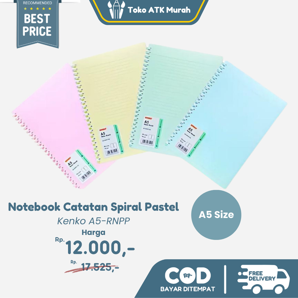 Jual Notebook Catatan Bergaris Kenko A5 Ring Book A5-RNPP Warna Pastel | Shopee Indonesia