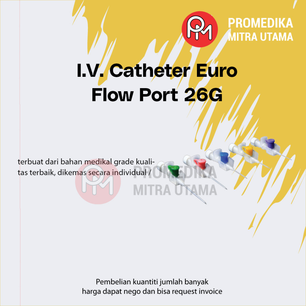Jual I.V. Catheter Euro Flow Port berbagai ukuran | I V Cannula | Jarum ...