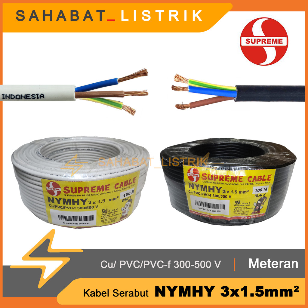 Jual KABEL SERABUT SUPREME NYMHY NYYHY 3X1.5 3X1,5 METERAN PER METER | Shopee Indonesia