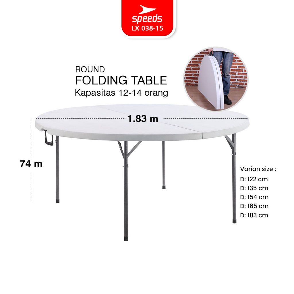 Jual SPEEDS Meja Lipat Plastik 183x183x74cm Folding Table Lingkaran ...