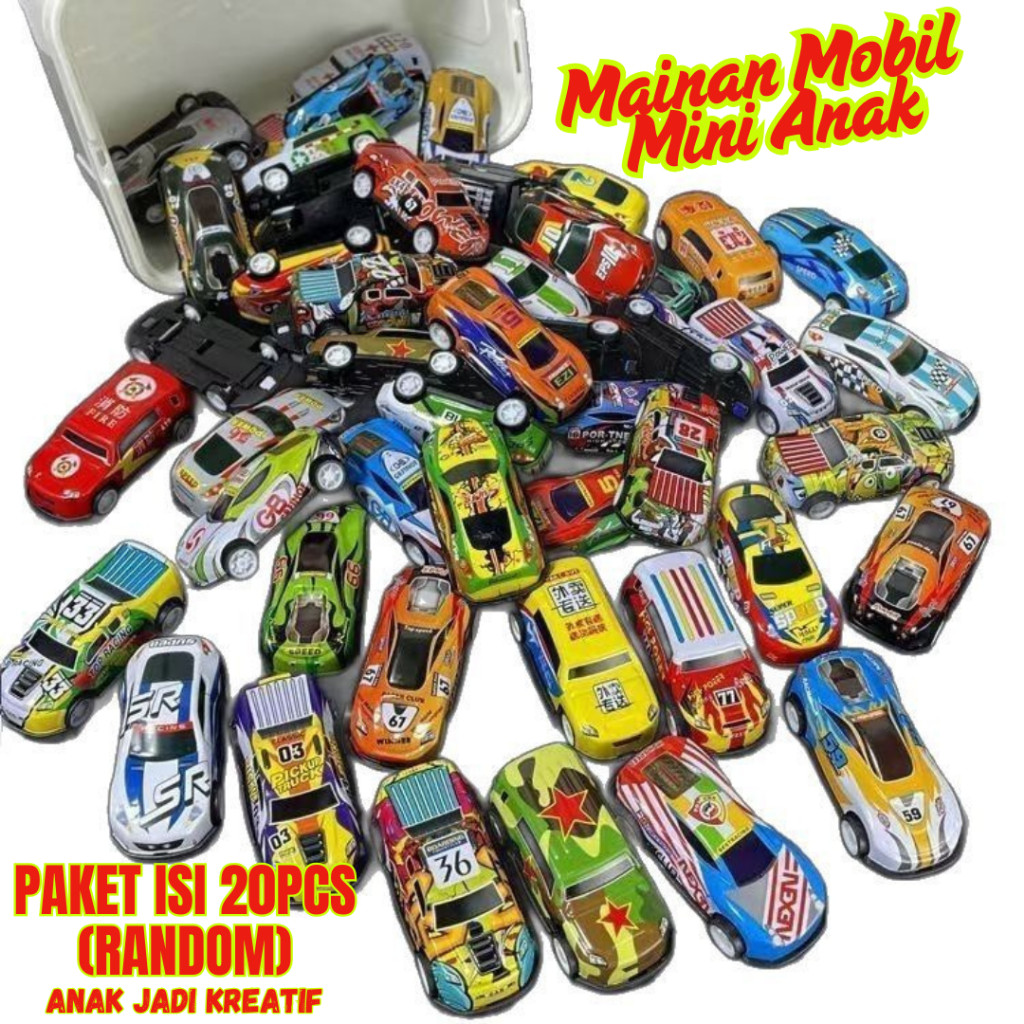 Jual ( DF) 20 Pcs Mobil Mini Mainan Anak PullBack Mix Collorfull Racing ...