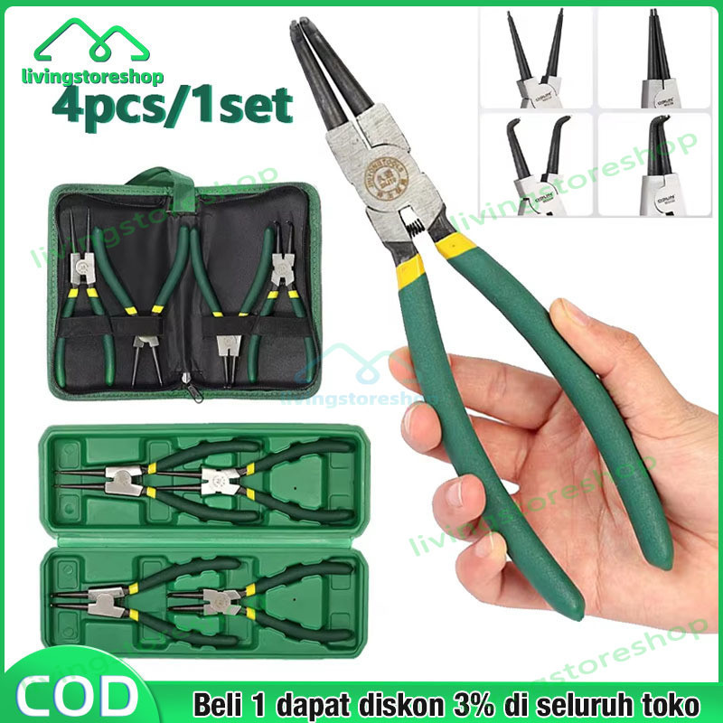 Jual 4 IN 1 7 Inch Set Tang Circlip Bengkok Tang Circlip tang snap ring ...