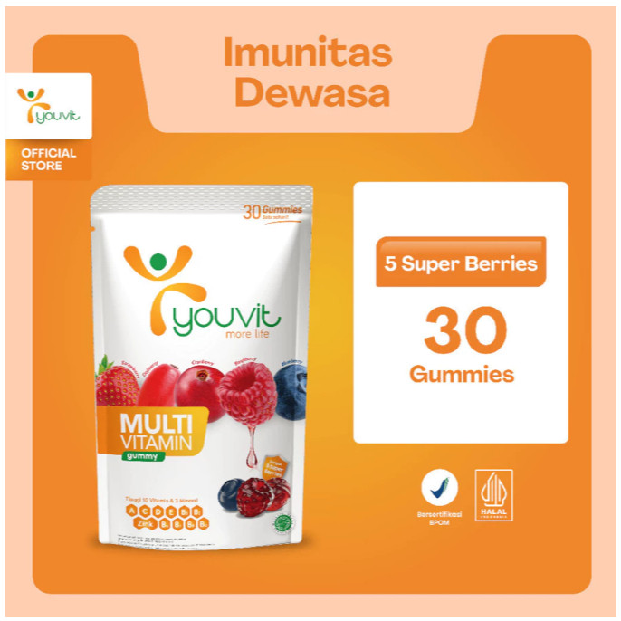 Jual YOUVIT - Multivitamin Gummy Dewasa untuk Imunitas | Youvit Multivitamin Dewasa 30 Hari ...