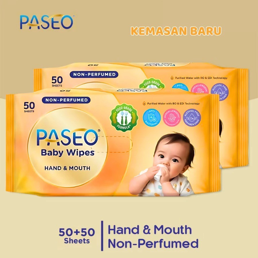 Jual MFI - [BUY 1 GET 1] Paseo Baby Wipes Hand & Mouth Gazzettle 18x50 ...