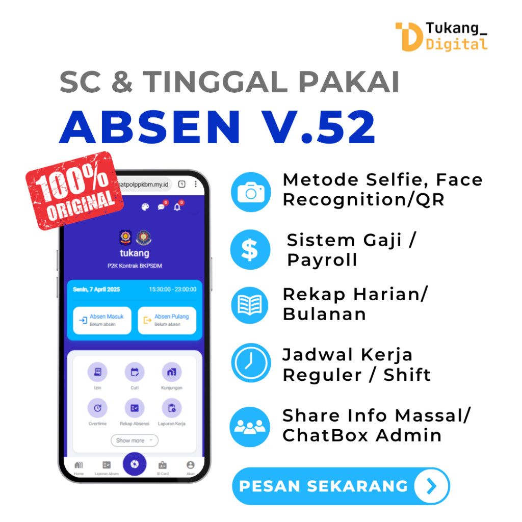 Jual Aplikasi Absen Pegawai Karyawan Selfie QR GPS Radius Shift Laporan ...