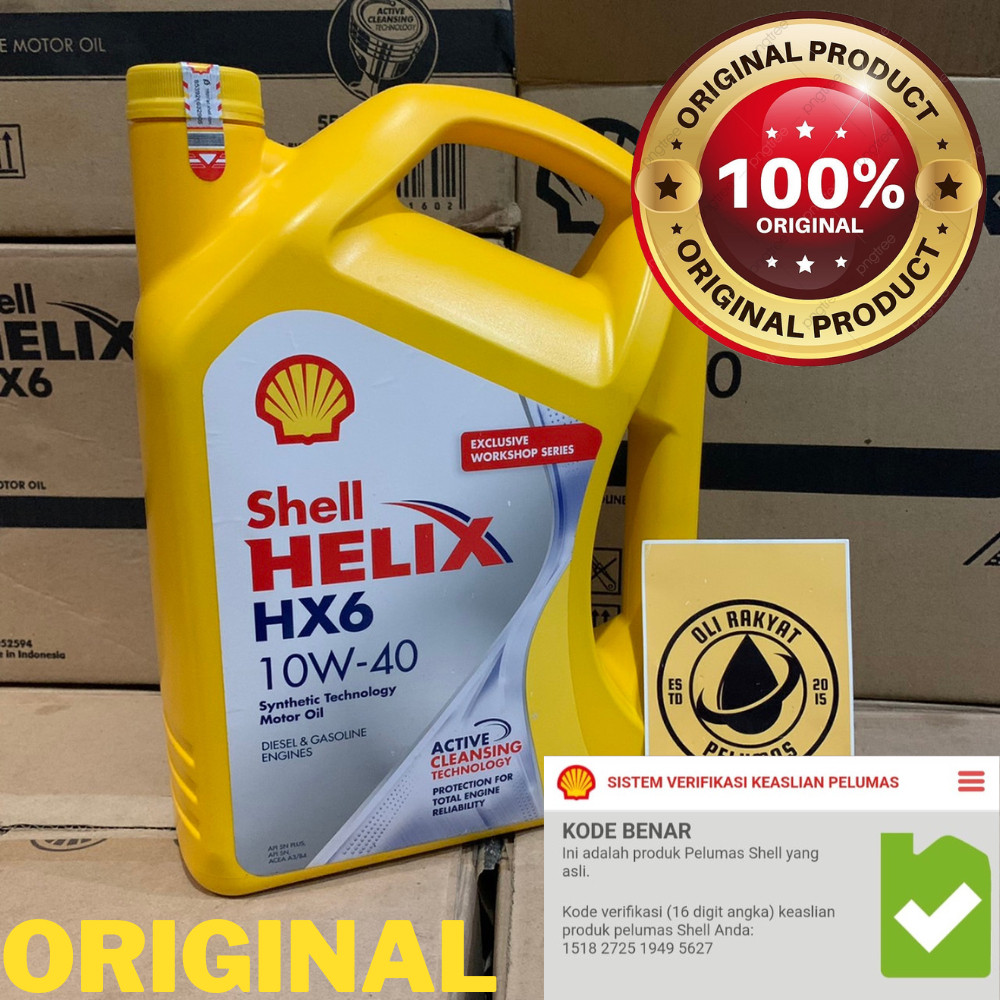 Jual Oli Mobil Shell Helix HX6 10W-40 | HX6 4 Liter | Original Barcode ...