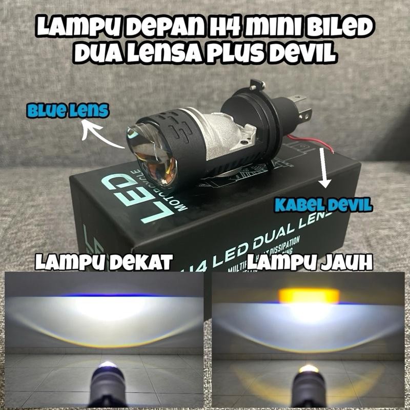Jual LAMPU H4 MINI BILED BLUE LENS PLUS DEVIL Car | Shopee Indonesia