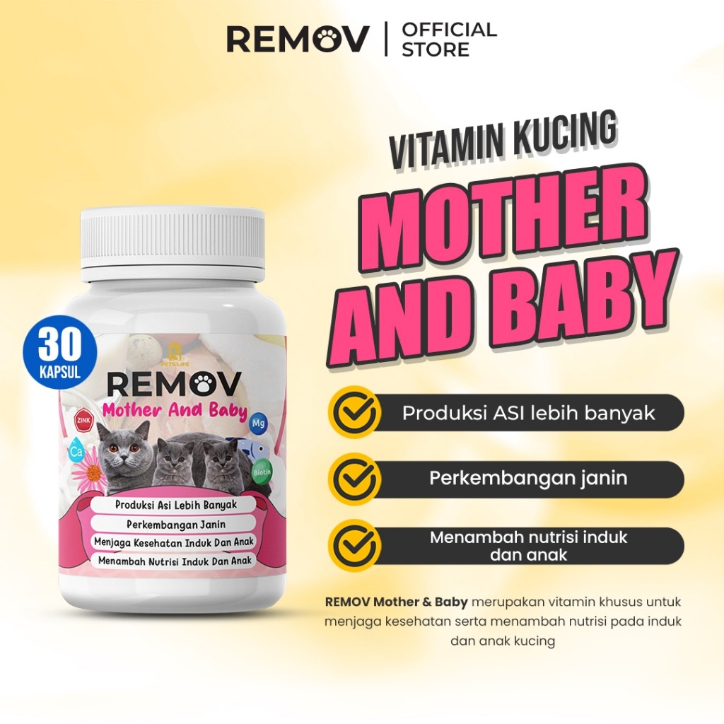 Jual Remov Vitamin Kucing Mother & Baby Untuk Kesehatan Induk Dan Anak ...