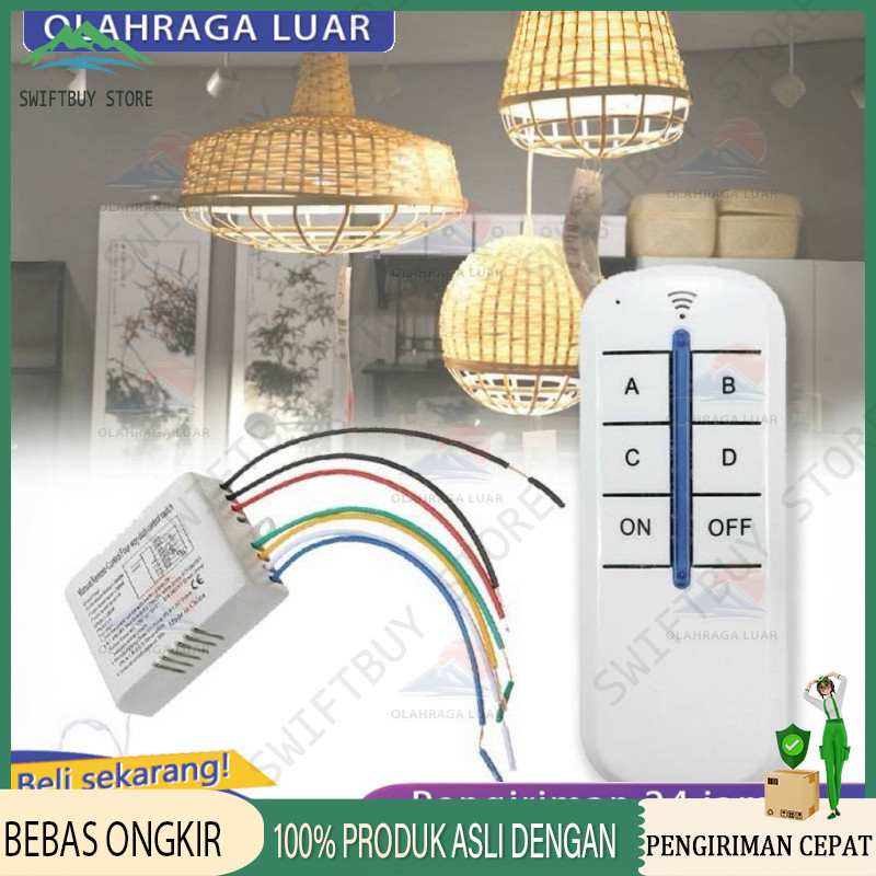 Jual 220v Saklar Remote 4 Channel 4x1000w / Remote Control Switch 4 Way ...