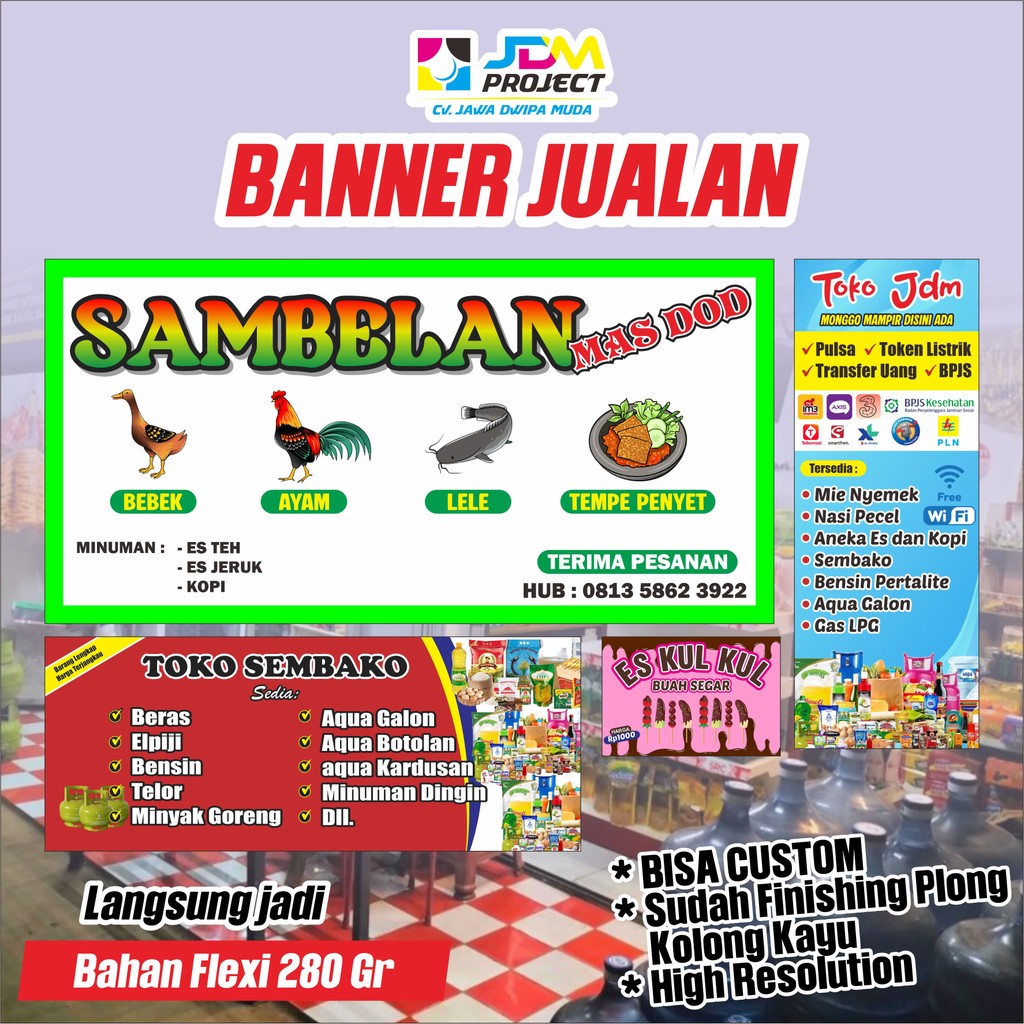 Jual JDM Project - Spanduk Banner Jualan Seblak Prasmanan Warung Sayur ...
