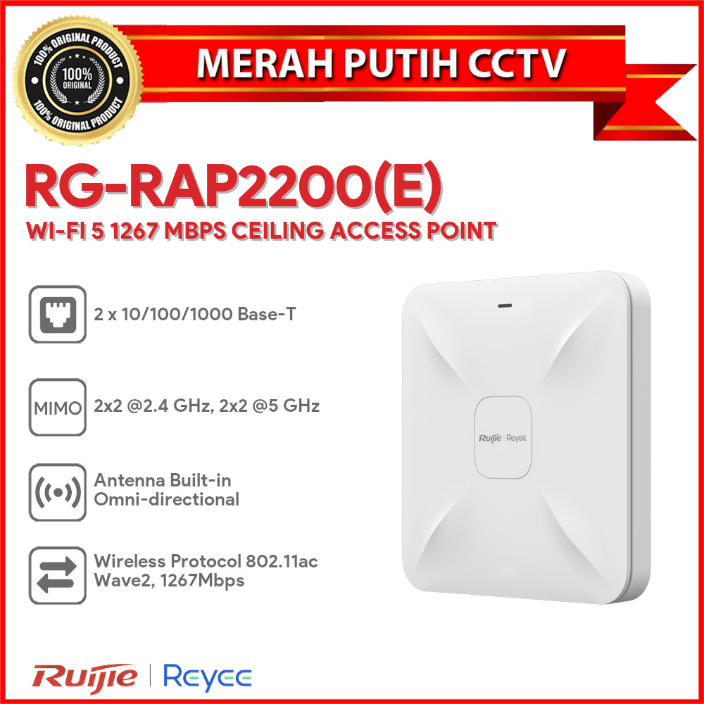Jual RUIJIE REYEE RG-RAP2200(E) WI-FI 5 1267 MBPS CEILING ACCESS POINT ...