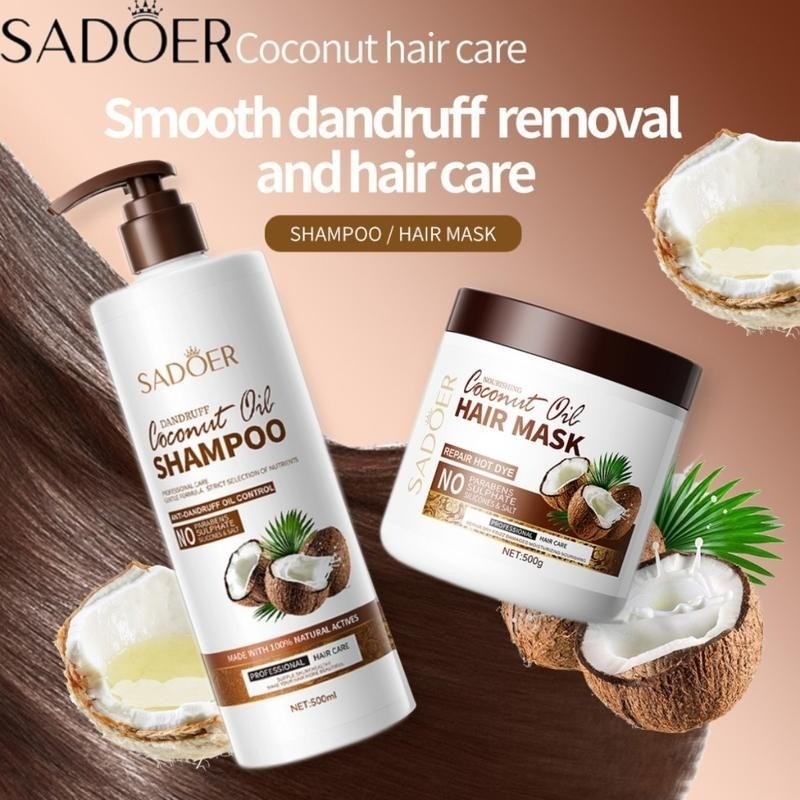 Jual 【COD ORI】SADOER Coconut Shampoo 500ML Coconut Oil Hair Mask Anti-Dandruff Repair Damage ...