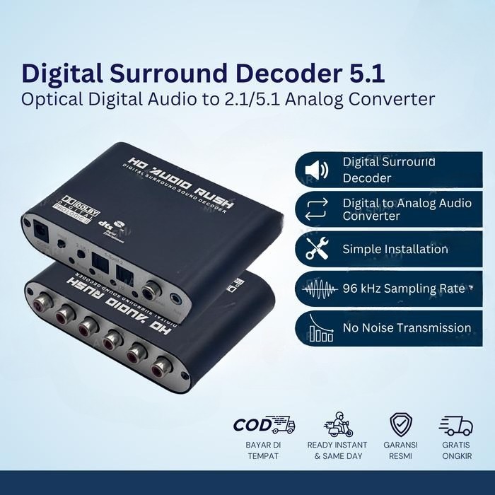 Jual Digital Surround Audio Decoder to Active Analog Speaker 2.1 / 5.1 ...