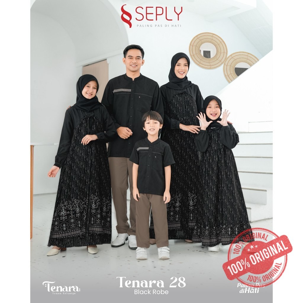 Jual Seply Sarimbit Tenara 28 Black Robe Baju Couple Keluarga Motif ...