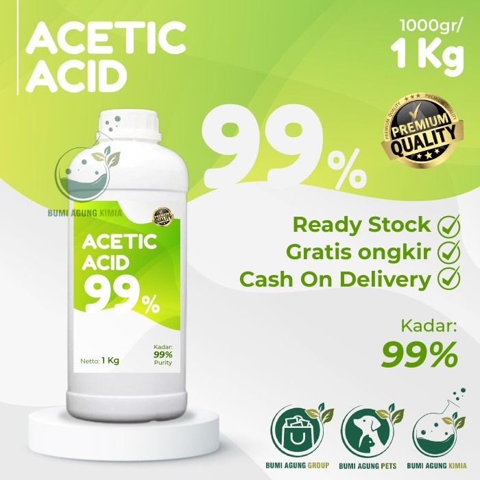 Jual Asam Cuka / Cuka Glasial / Cuka Makan foodgrade 99% 1KG 1 KG bukan literan | Shopee Indonesia