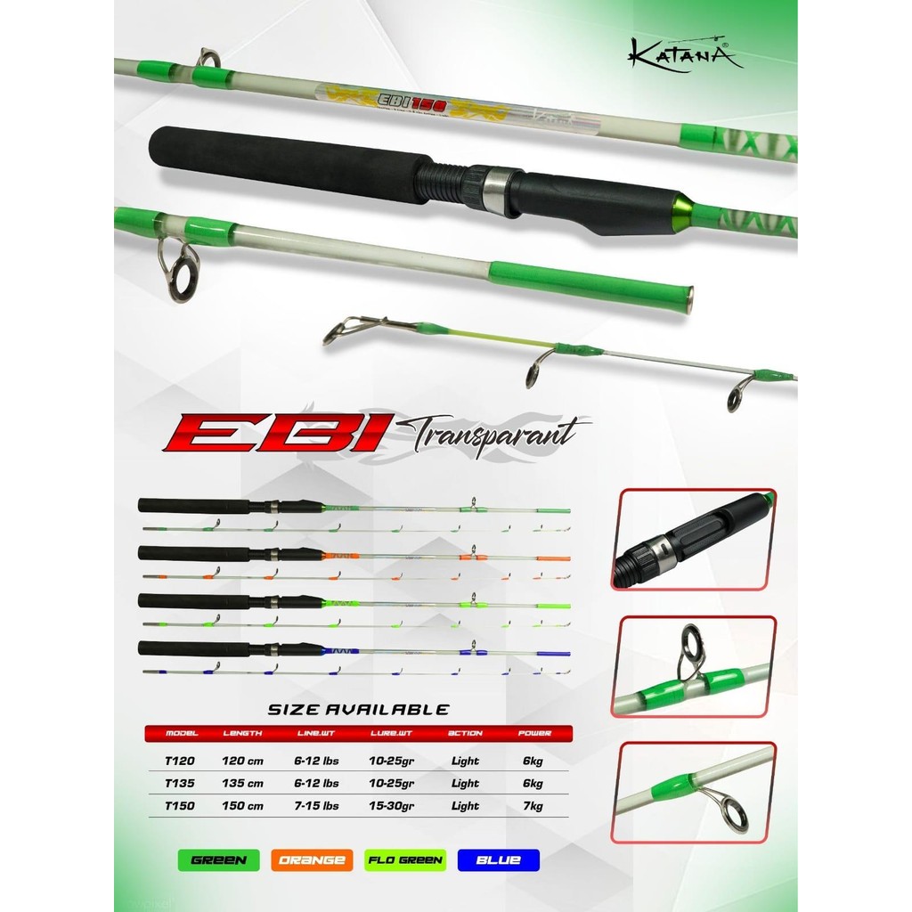 Jual Joran Pancing Katana Ebi Transparan panjang 120cm -150 cm Bahan ...