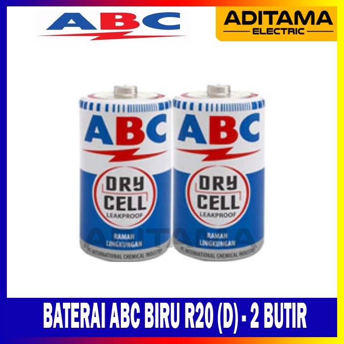 Jual Baterai ABC Biru Besar R20 Size D Isi 2 Pcs Extra Long Life ...