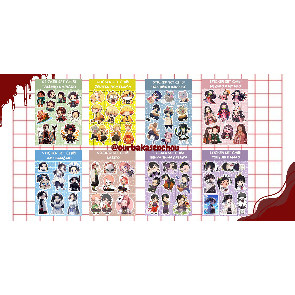 Jual STICKER ANIME SET CHIBI GLOSSY KIMETSU NO YAIBA / DEMON SLAYER ...
