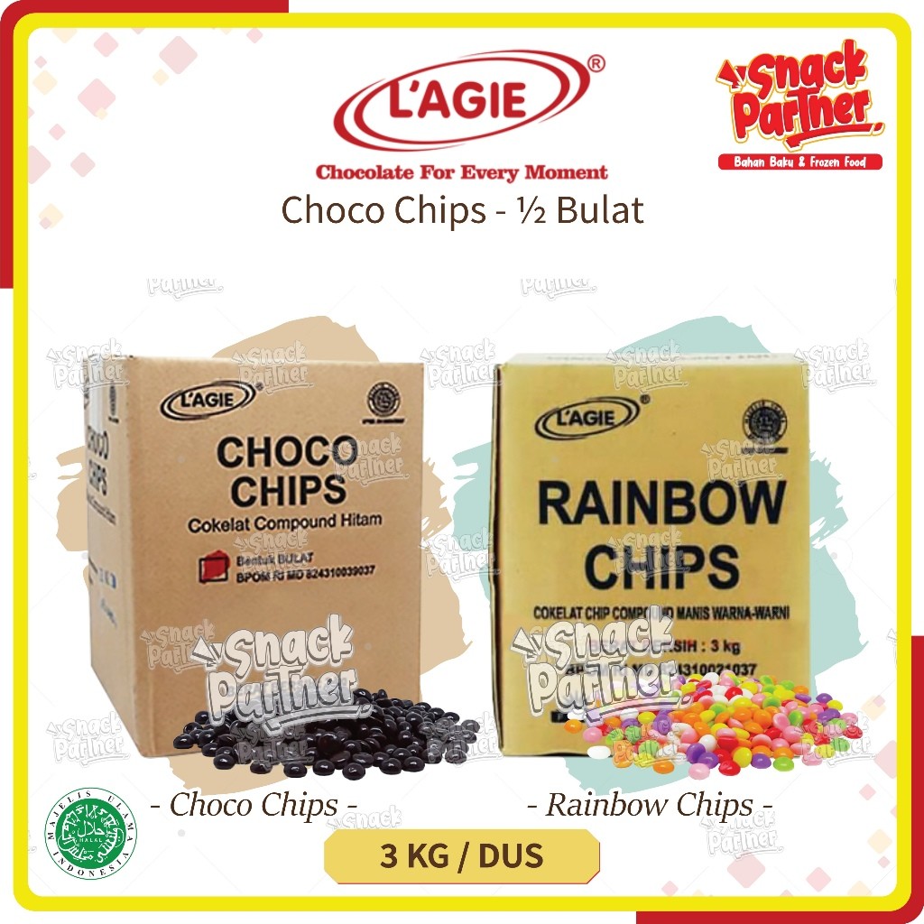 Jual LAGIE / L'AGIE Choco Chips 3 KG - 1/2 Setengah Bulat - Topping ...