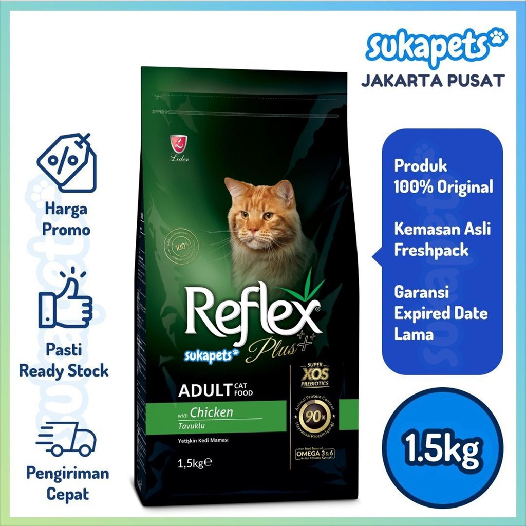 Jual Reflex Plus Adult Cat Food Chicken Makanan Kucing Dewasa 1.5kg ...