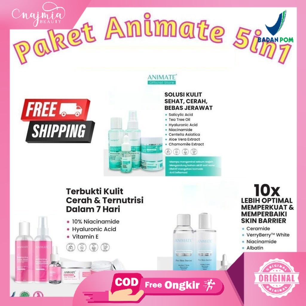 Jual Najmia 2 - Animate Instant Whitening Glowing Barrier Acne Series ...