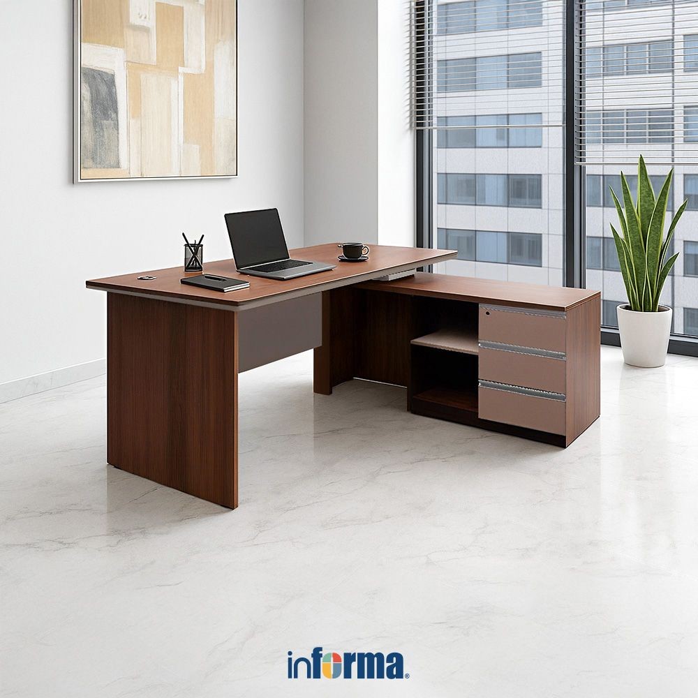Jual Informa Monthana Meja Kantor Sisi Kanan 1407 - Cokelat Office Desk ...